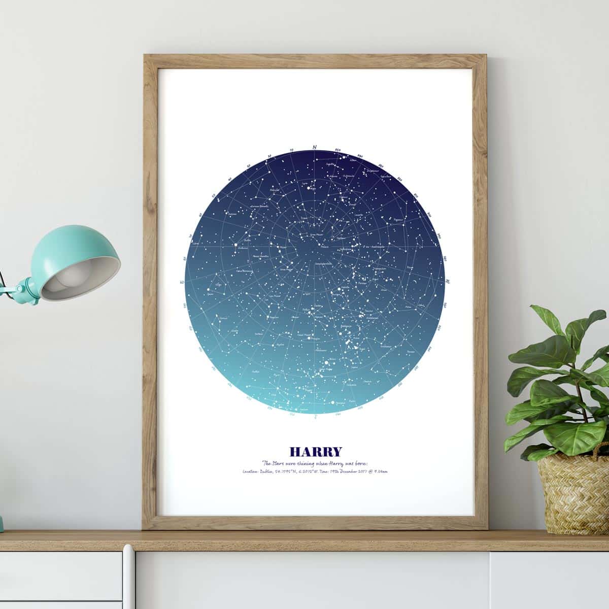 Personalised Map of the Stars Print – Blue on White | Retail Order System